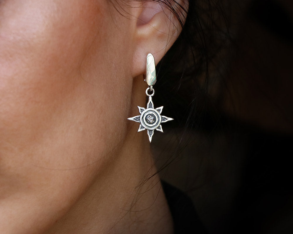 Ishtar earrings 925 sterling Silver with a latch back lock
