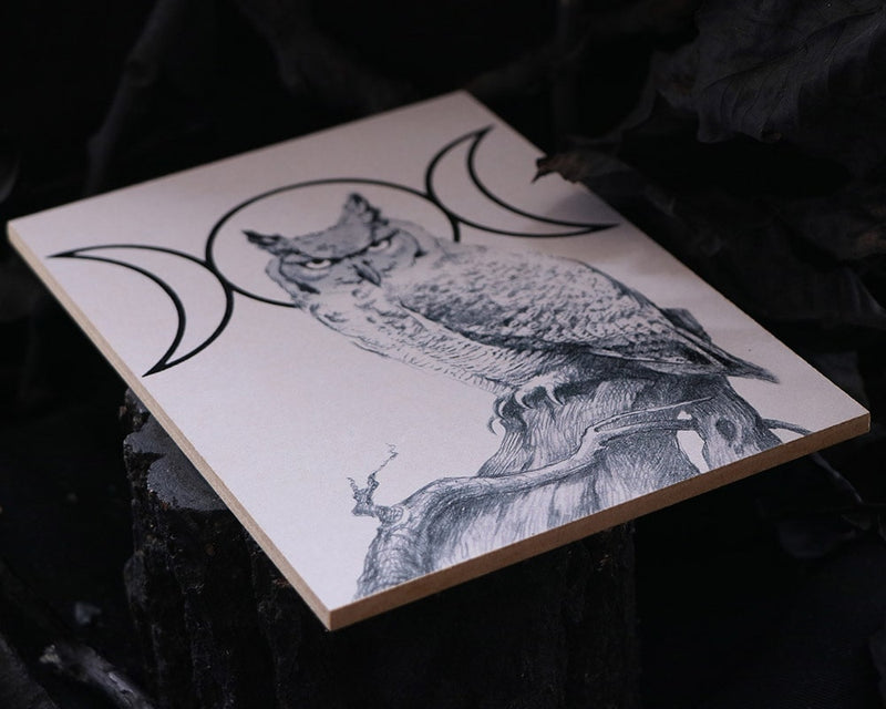 Print on wooden board of a Hecate Goddess Owl - Wall Art Decoration* S